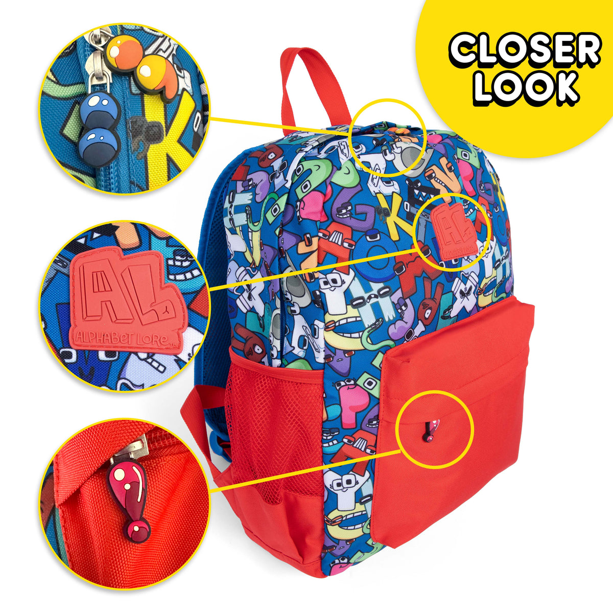 ALPHABET LORE – Letter Jumble Backpack w/ Zipper Charms | 16" Tall Bag ...